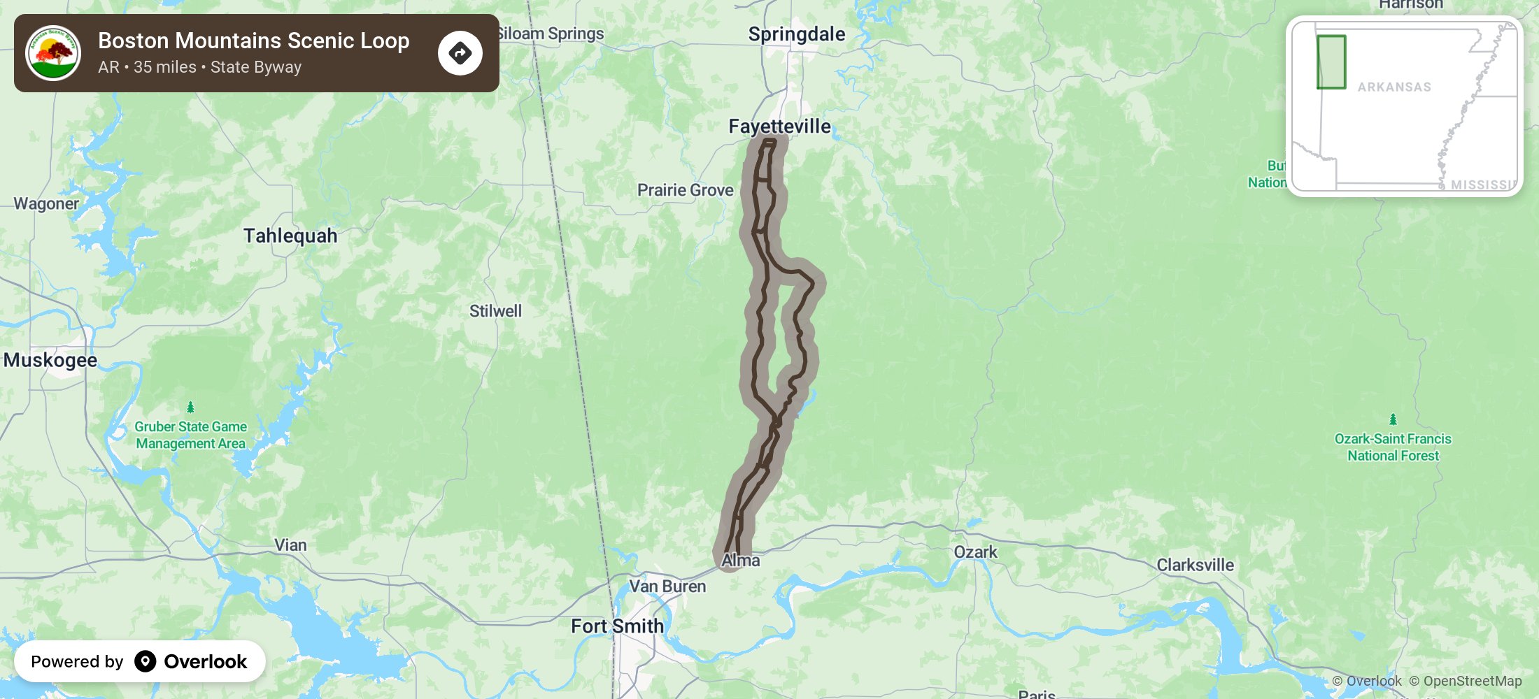 Boston Mountains Scenic Loop on OverlookMaps.com