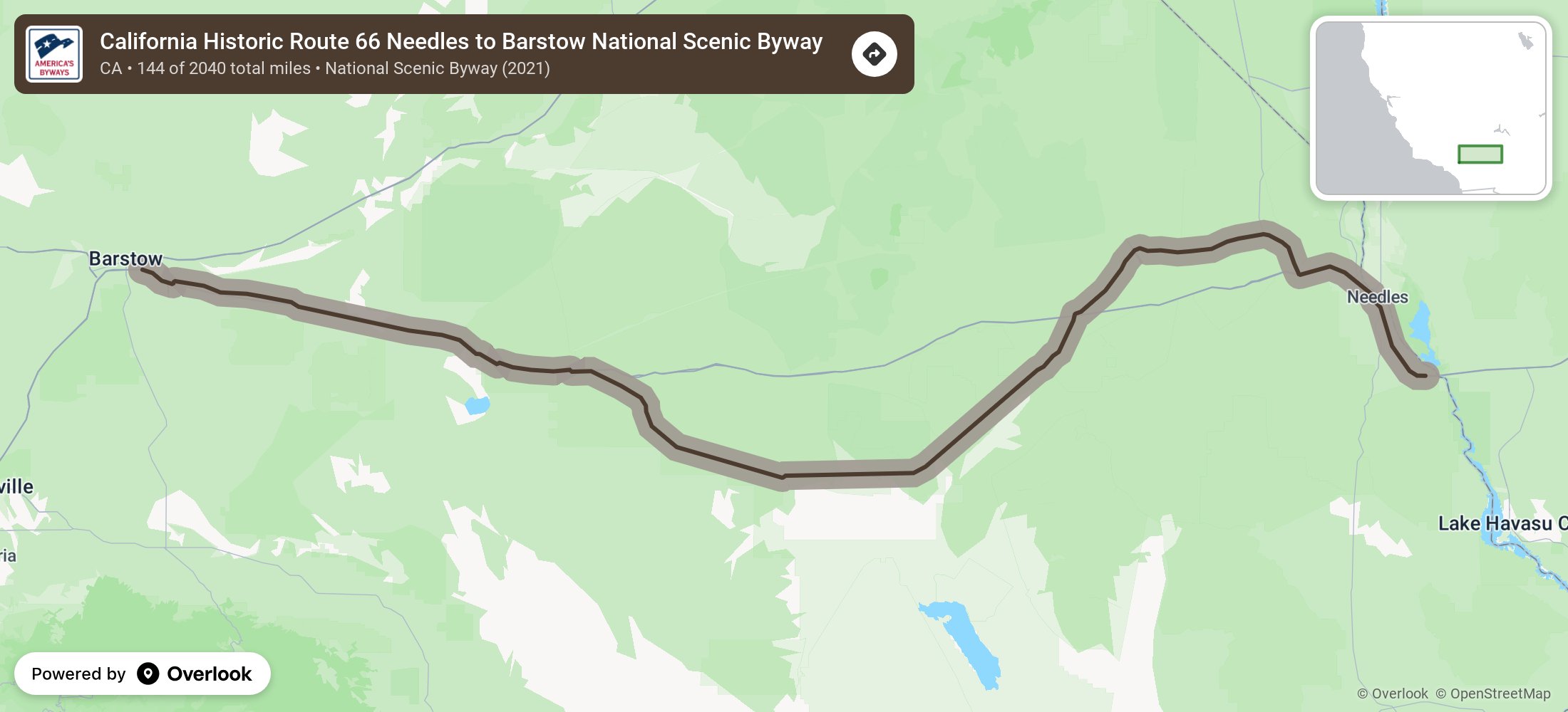 California Historic Route 66 Needles to Barstow National Scenic Byway ...