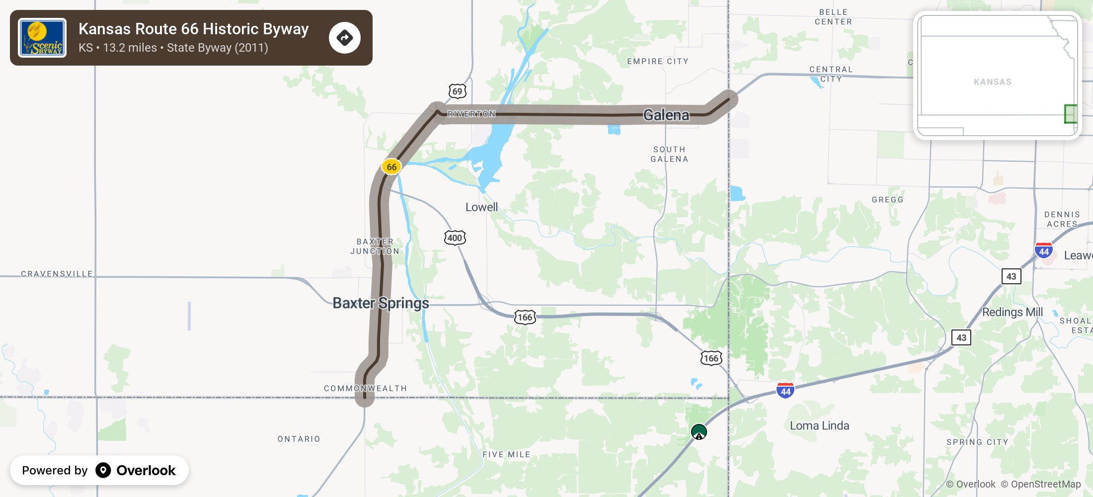 Kansas Route 66 Historic Byway on OverlookMaps.com
