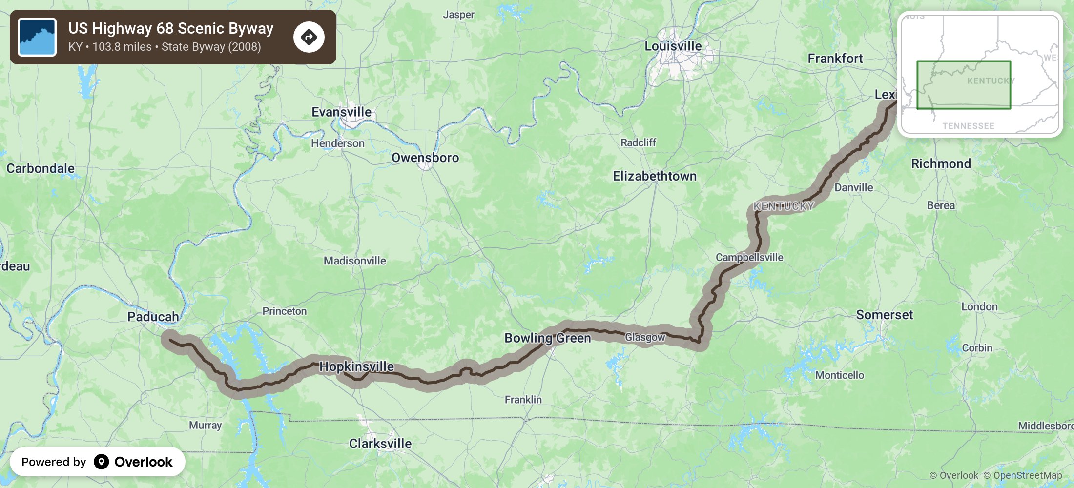 US Highway 68 Scenic Byway on OverlookMaps.com
