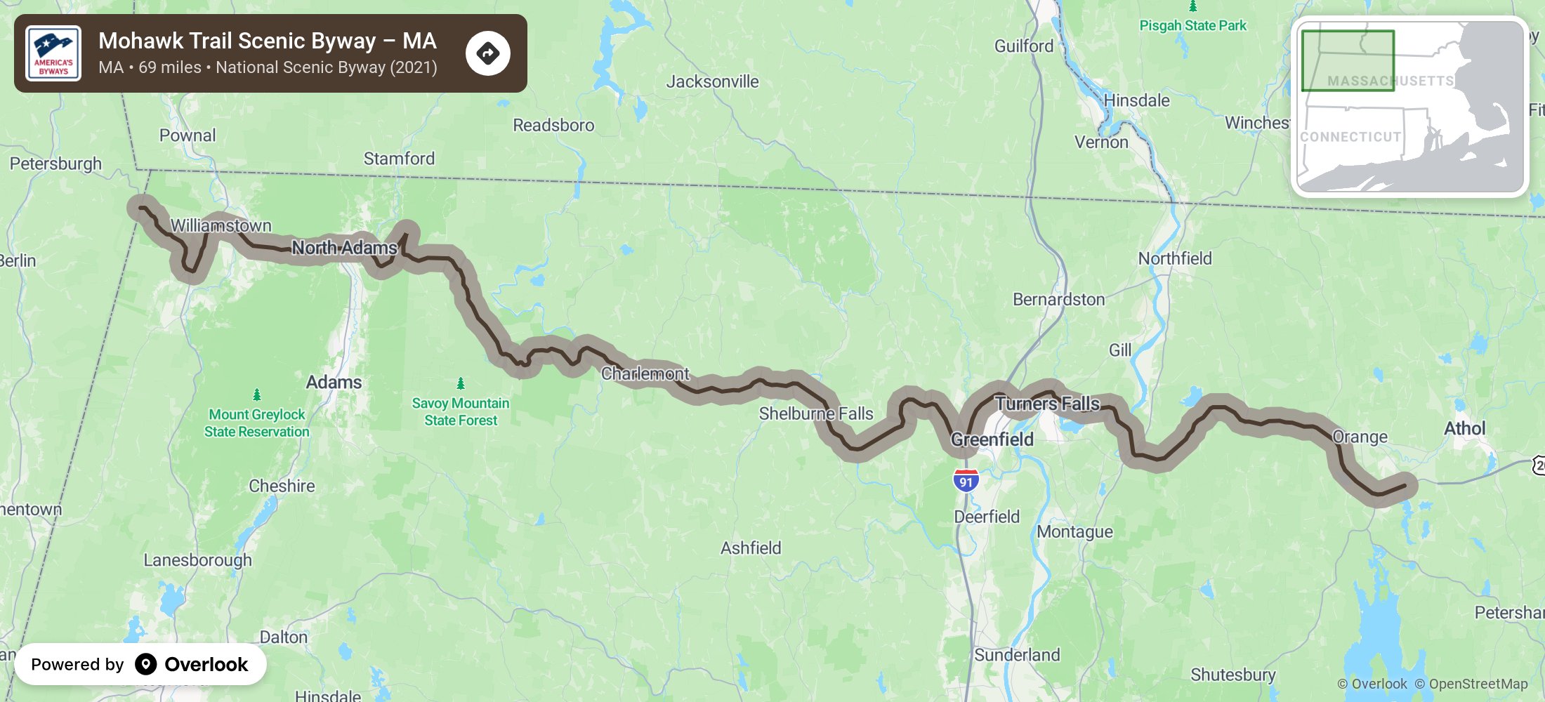 Mohawk Trail Scenic Byway – MA on OverlookMaps.com