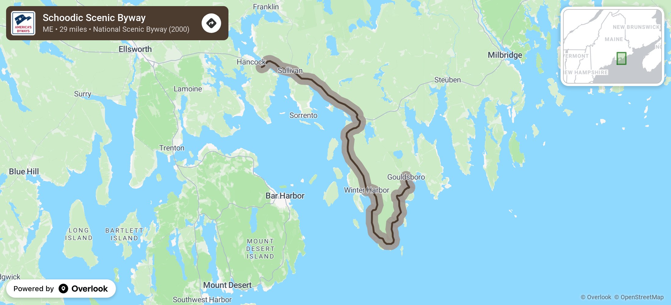 Schoodic Scenic Byway on OverlookMaps.com