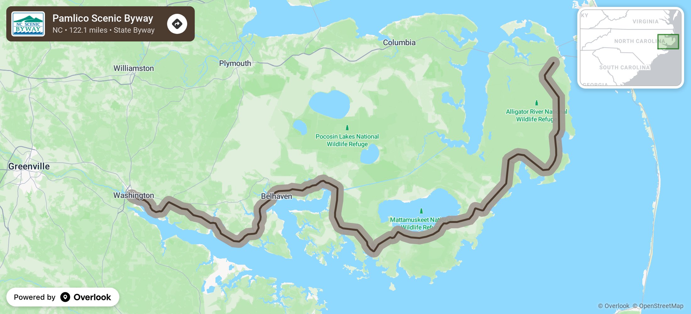 Pamlico Scenic Byway - America's Scenic Byways - Overlook Maps