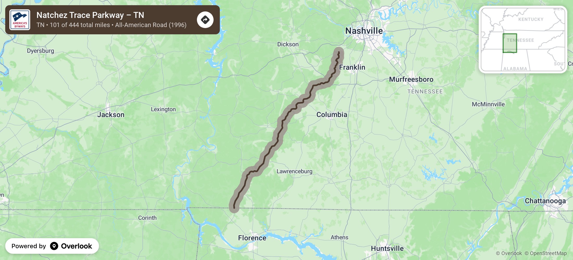 Natchez Trace Parkway – TN on OverlookMaps.com