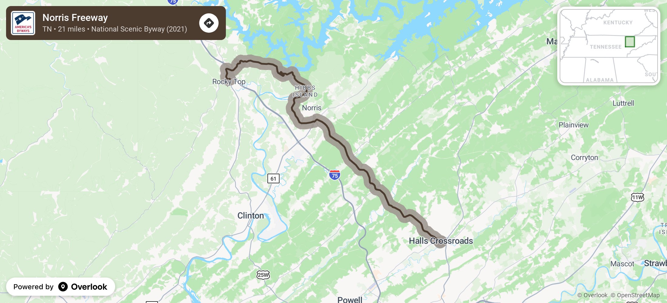 Norris Freeway - America's Scenic Byways - Overlook Maps