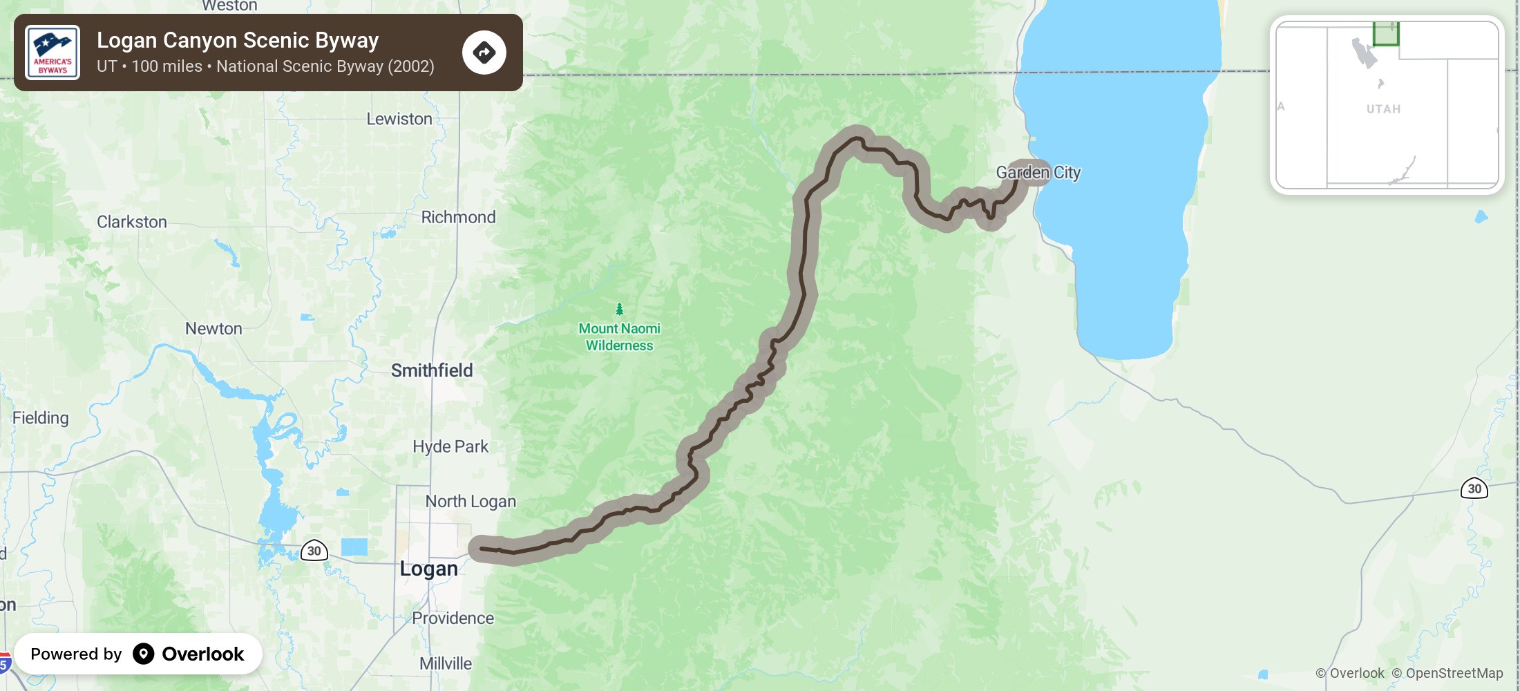 Logan Canyon Scenic Byway on OverlookMaps.com