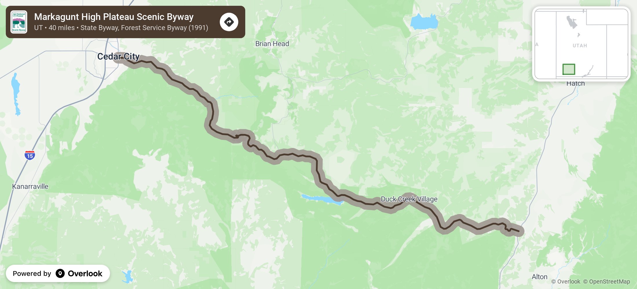 Markagunt High Plateau Scenic Byway on OverlookMaps.com