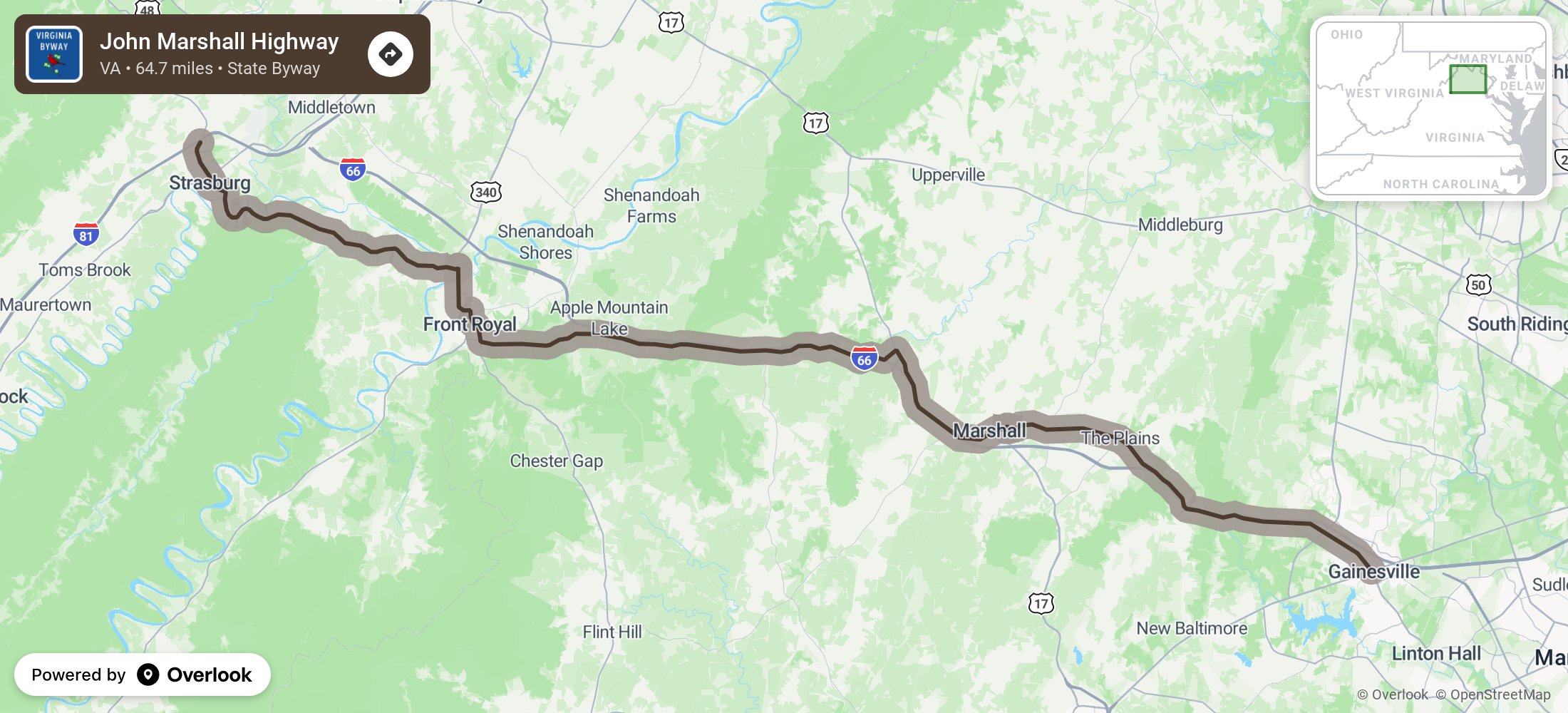 John Marshall Highway on OverlookMaps.com